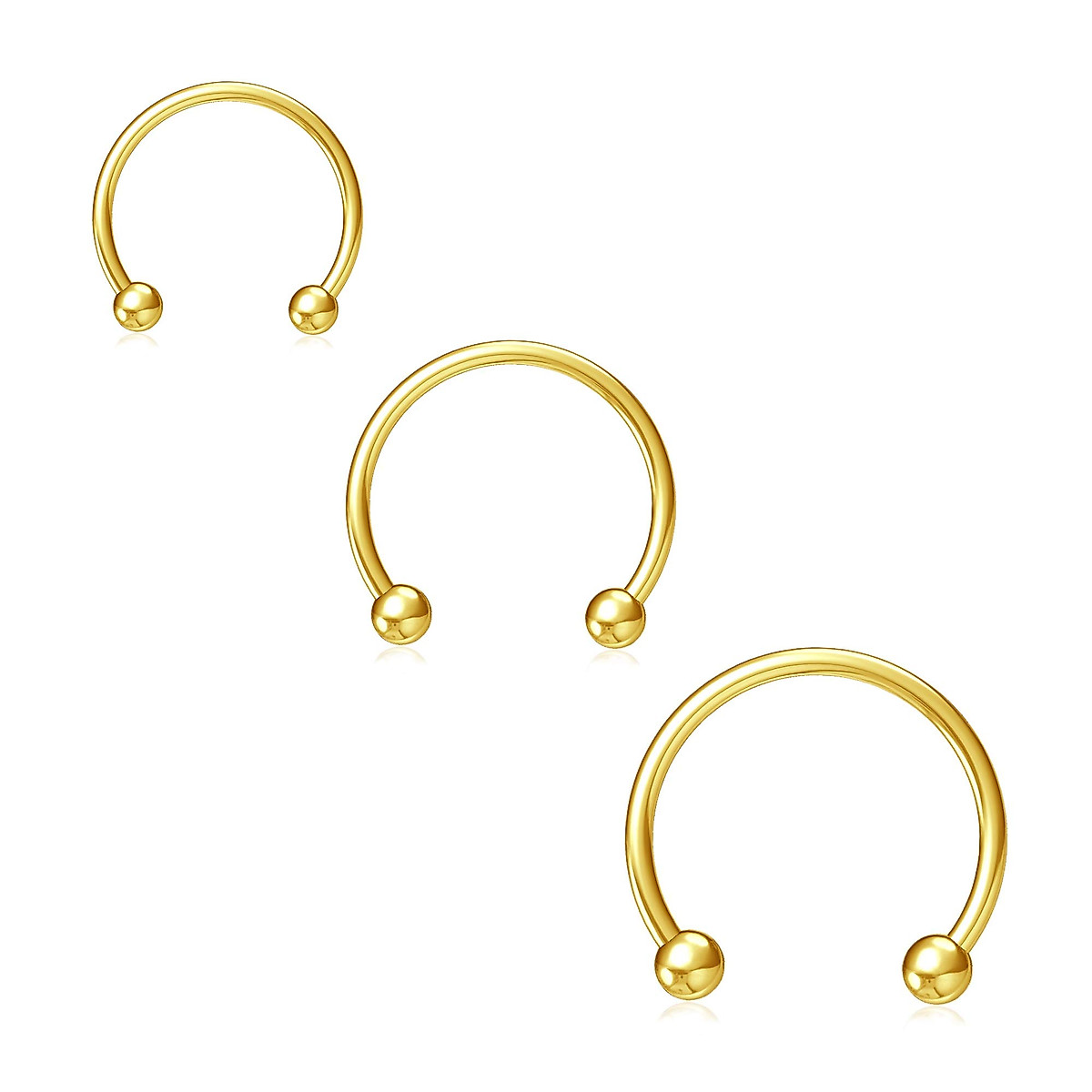 NZDLM Horseshoe Hoop Nose Rings Cartilage Earring Nose Septum Nose Nostril Stainless Steel Bull Nose Ring for Women Men Gold