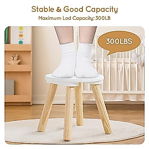 Beright Wooden Step Stool for Kids, Children's Stool Perfect Matched Sensory Table, 9 Inch Sturdy Sitting Stool with Assembled Four-Legged, 2 Pack