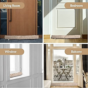 DOMESTICA Under Door Draft Stopper 36 Inch, Under Door Draught Excluder Noise Reducer Heavy Duty Door Snake Draft Blocker, Triangle Design (Beige)