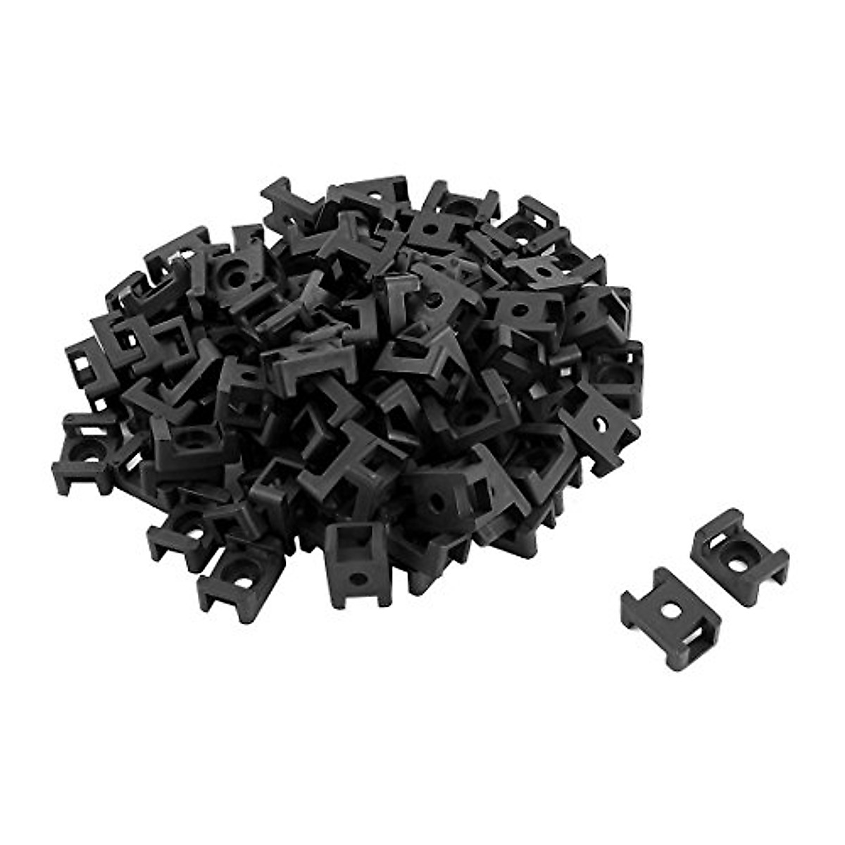50 Pcs Black Cable Tie Base Saddle Type Mount Wire Holder, Cable Zip Ties with Self-Locking 6 Inch & 0.145 Inch,#8 x 0.6 Inch Deep Thread Pan Head Screws Black