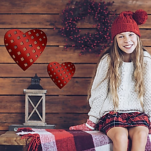 2 Pieces Metal Hollowed Out Heart Wall Decor Distressed Style Heart Shape Sign Rustic Heart Shape Hanging Wall Art for Outdoor Indoor Home Living Room Bedroom Garden Yard Decoration (Rustic Red)