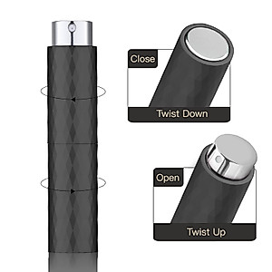 LISAPACK 8ML Perfume Atomizer Spray Bottle (2 PCS) Empty Cologne Dispenser Portable (Black, Grey)