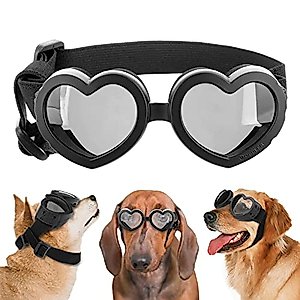 Cobee Puppy Sunglasses, Cute Dog Goggles Adjustable Strap Pet Glasses Small Dog Sunglasses Pet Dog Heart Shaped Anti-Fog Sunglasses Waterproof Windproof UV Protective Glasses for Dogs and Cats