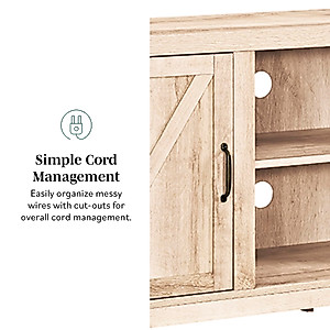 Walker Edison Georgetown Modern Farmhouse Double Barn Door TV Stand for TVs up to 65 Inches, 58 Inch, White Oak