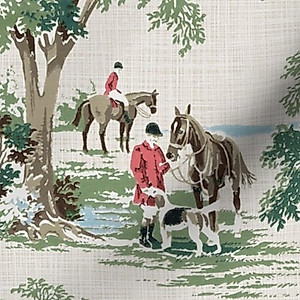 Spoonflower Fabric - Equestrian Toile Fox Hunting English Traditional Hunt Pony Horse Printed on Petal Signature Cotton Fabric by The Yard - Sewing Quilting Apparel Crafts Decor