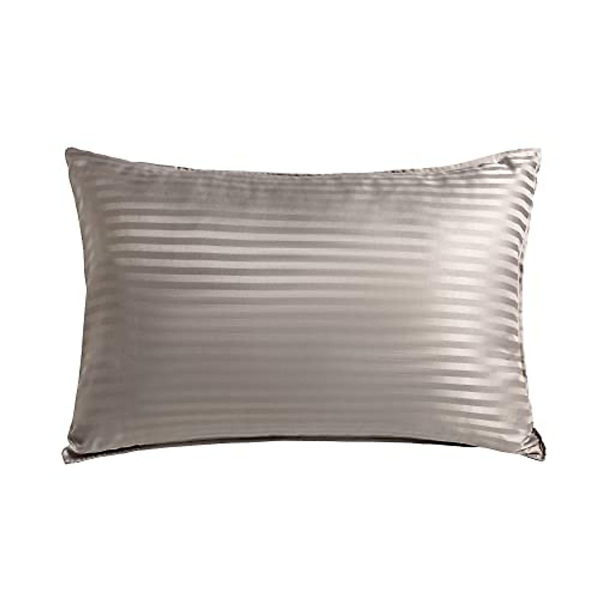 Kingform Satin Silk Pillowcases for Hair and Skin, Set of 2 Standard Pillow Cases, Soft Silky Pillow Covers with Envelope Closure (Standard, Light Grey Striped)