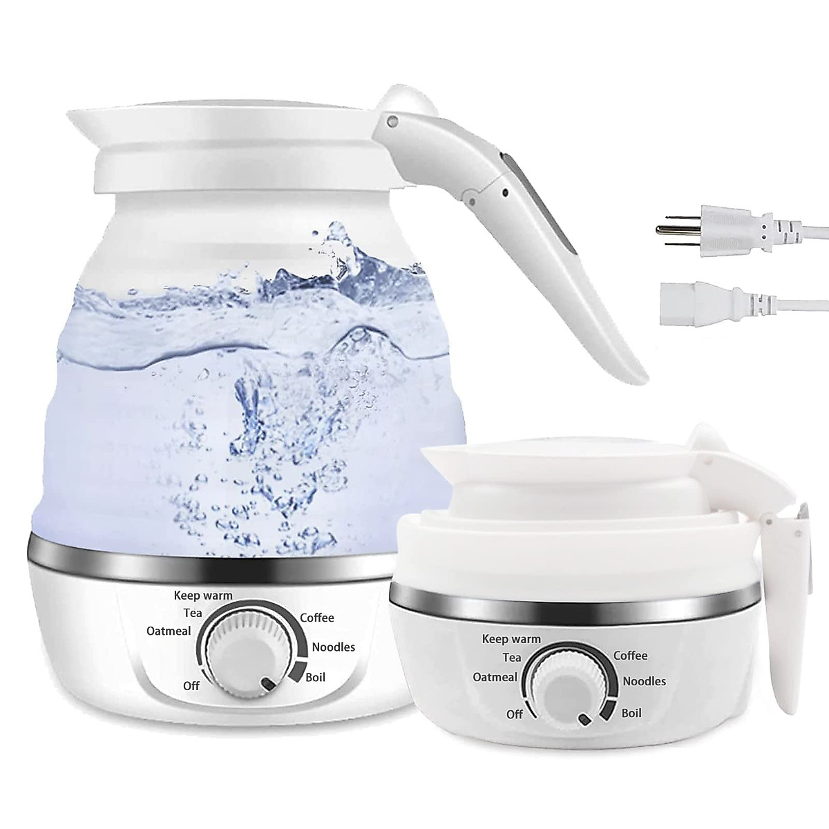 Travel Electric Kettle,600ML Collapsible Small Electric Kettle,Portable Kettle with Temperature Control,Multifunctional Mini Kettle for Boiling Water,Hot Water Kettle with Keep Warm & Delay Start