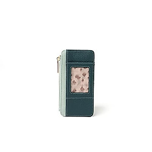 KEDZIE Essentials Only Women's Zippered Wallet in Vegan Leather Small Card Holder Wallet Exterior ID Window - Teal