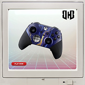Blue Gold Marble Customised Wireless Controller for Elite by BCB. Original Elite Series 2 Controller Compatible with Xbox One / Series X & S. Customized with Water Transfer Printing (Not a Skin)