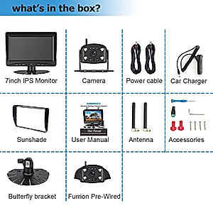 KOBANOICA Wireless Backup Camera for RV Truck Trailer Camper 5th Wheel Boat,Back Up Camera System with 7'' Monitor + Digital Signals Rear View Camera + Adapter for Furrion Pre-Wired RVs