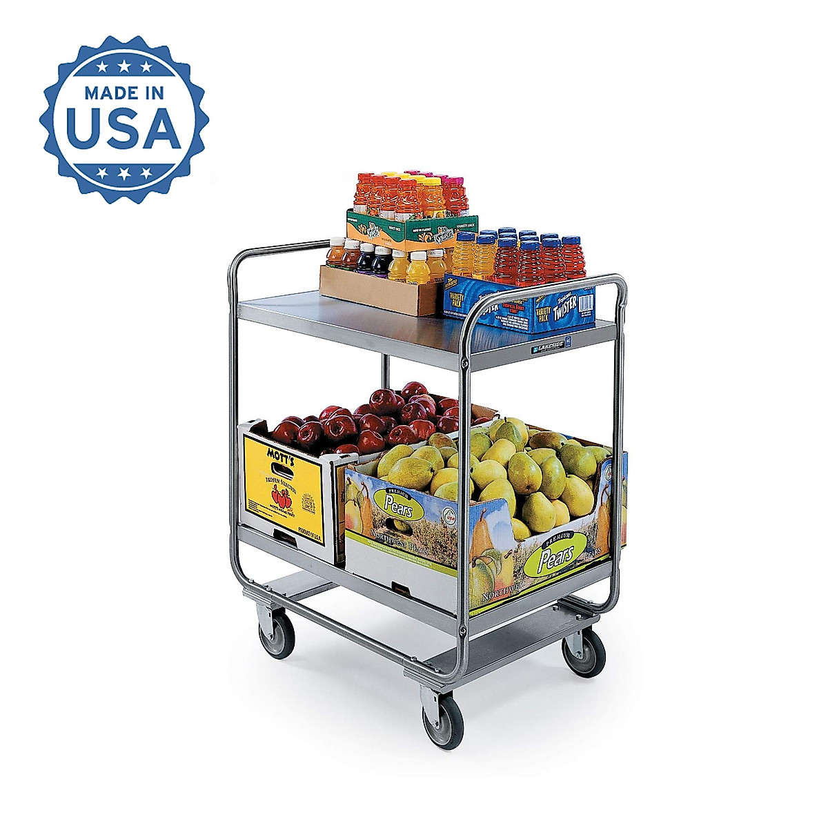 Lakeside Manufacturing 243 Utility Cart, Stainless Steel, 2 Shelves, 500 lb. Capacity (Fully Assembled)
