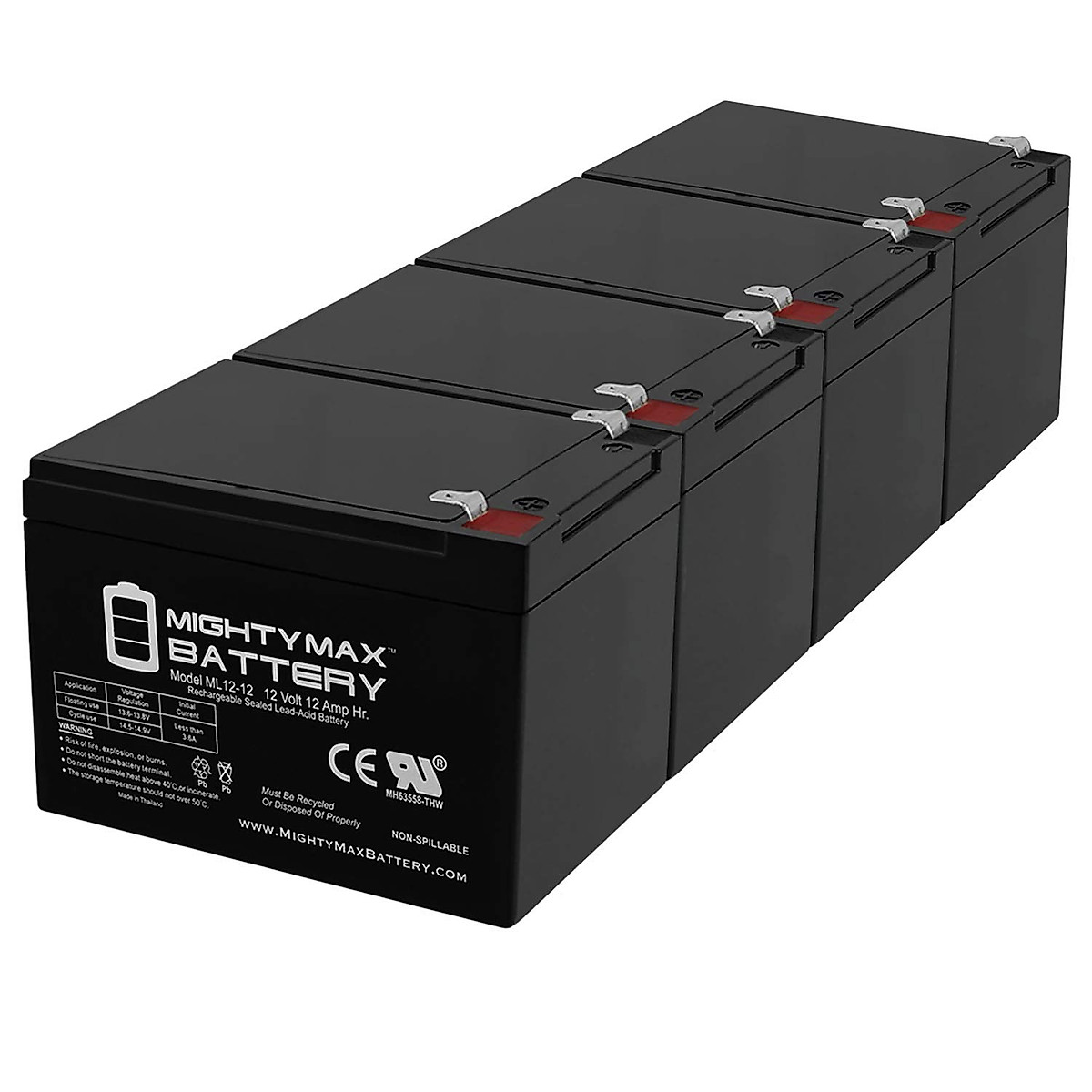 Mighty Max Battery 12V 12AH Compatible Battery for 6-DZM-12 APC Scooter Medical - 4 Pack