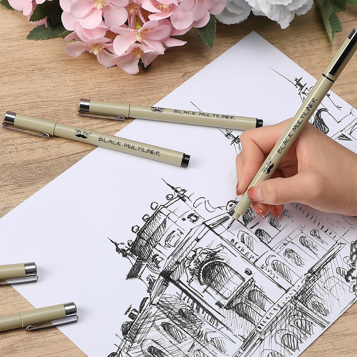 Mr. Pen- Black Fineliners, Fine Point Pens, 0.25mm, 4 Pack, Bible Pens No Bleed, Fine Tip Pens, Ultra Fine Point Pens, Black Fineliner Pens, Black Fine Point Pens, Black Art Pens, Fineliner Pen Black