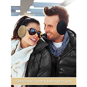 6 Pieces Unisex Ear Muffs Cold Winter Knit Earmuffs Fur Foldable Behind The Head Ear Warmer with Adjustable Wrap for Women Men Girls Valentine's Day Present