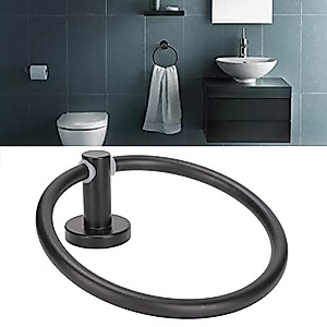 Towel Ring for Bathroom, 6.7in Diameter Towel Holder Ring, Aluminium Round Bath Towel Rings, Space Saving Ring Towel Holder, Multiuse Wall Towel Ring Holder for Bathroom Hotel(Black)