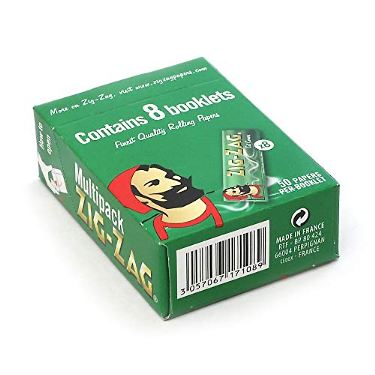 8 booklets x Zig Zag Green Cut Corners Regular size 70mm Multipack of papers