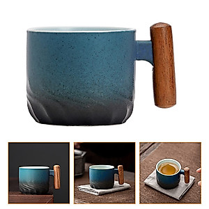 Hemoton Chinese Tea Cup Cup Ceramic Tea Mug Wood and Ceramic Materials The Glass Coffee Mugs e Heat- Home Wooden Handle Tea Mug Concentrate Ceramics Travel Mug Decorate Lovers