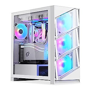 Segotep T3 White Mid-Tower ATX Gaming PC Case, Support Top & Side 360mm Radiators, GPU Snap-On Opening & Closing Front Panel, Type-C Ready, Tool-Free Disassemble (Pre-Install One ARGB & PWM Fan)