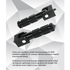 RACOONA Foot Pegs,Bike Pegs,Foldable Motorcycle Foot Pegs,Car Accessories 8MM Motorcycle Pegs,90 Degree Fixed Folding Passenger Pedal,Universal Footpeg Aluminum Pedals for Electric Motor Bicycle ATV