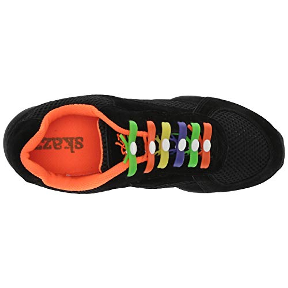 Skazz by Sansha Women's Dance Studio Exercise Sneakers Mesh Suede Rubber Split-Sole Haley, Black/Orange,7.5