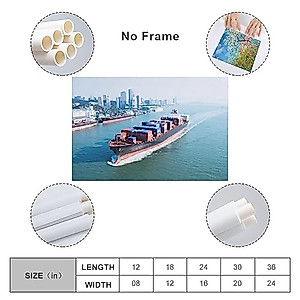 Posters Room Poster Aesthetic Container Cargo Ship Art Poster Harbor Terminal Landscape Poster Canvas Painting Posters And Prints Wall Art Pictures for Living Room Bedroom Decor 08x12inch(20x30cm) Un