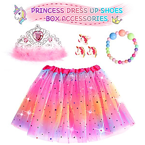 Princess Dress Up Toys 3-6 Years Old Girls' Gift Set, Princess Dress Up Shoes Set Include Toddler Jewelry Boutique Kit, Skirts 3 Pairs of Princess Dress Up Shoes, Pretend Role Play Gift Toy for Girls