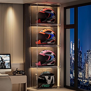 UTHIN Extra Large 17.7"X13"X 13" Acrylic Stackable Storage Bins, Clear Organizer Box Display Case with Magnetic Door, Big Display Storage Box for Handbags, Purses, Figures, Book, Boots