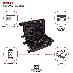 SwissGear 7272 Energie Hardside Luggage Carry-On Luggage With Spinner Wheels & TSA Lock, Black, 19”