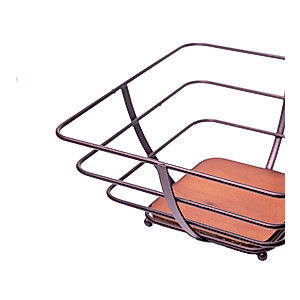 Francois et Mimi Large-Sized Fruit Bowl Tree Basket with Banana Hanger, Wood Base (Bronze)