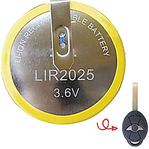 for 1996-2012 Remote Key FOB Battery LIR2025 (90 Degrees) Compatible with BMW Mini Cooper 3, 5, 7 Series, M3, M5, M6, Z3, Z4, Z8, E63 E38 E83 E53 E36 E85 (FCC ID: LX8FZV, LX8 FZV) – with Instructions