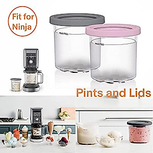PROKTH 2pcs Ice Cream Tubs Compatible for NC301, NC300, NC299AMZ, CN305A, CN301CO Series Creami Ice Cream Makers, Ninja Creami Tubs, Creami Pint Containers, Reusable and Dishwasher Safe