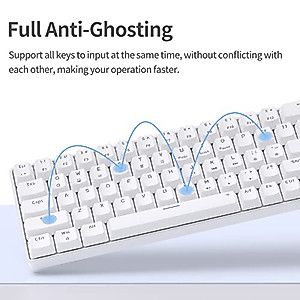 TMKB 60 Percent Gaming Keyboard LED Backlit Ultra-Compact 68 Keys Mechanical Keyboard with Separate Arrow/Control Keys, T68SE, Red Switch