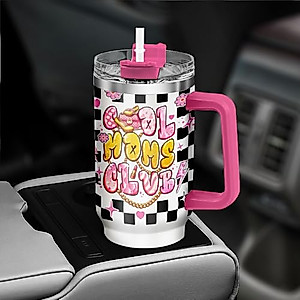99OWL Women Simple Be Eleven Mama Mother Tumblers To Handle Stainless Cup Coffee Primrose Momma, Cool Moms Checked Fashion, Cool Moms Club Gifts, Tumbler 40 Oz With Handle Lid And Straw