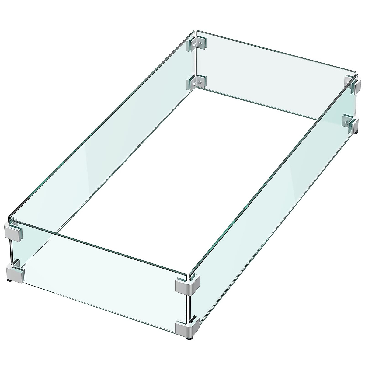 Uniflasy Fire Pit Glass Wind Guard 29" x 13" x 6" Flame/Wind Guard Fence Tempered Glass for Fire Pit Burner Pans Rectangle Outdoor Clear Tempered Glass Flame Shield for Fire Pit Table, 5/16" Thick