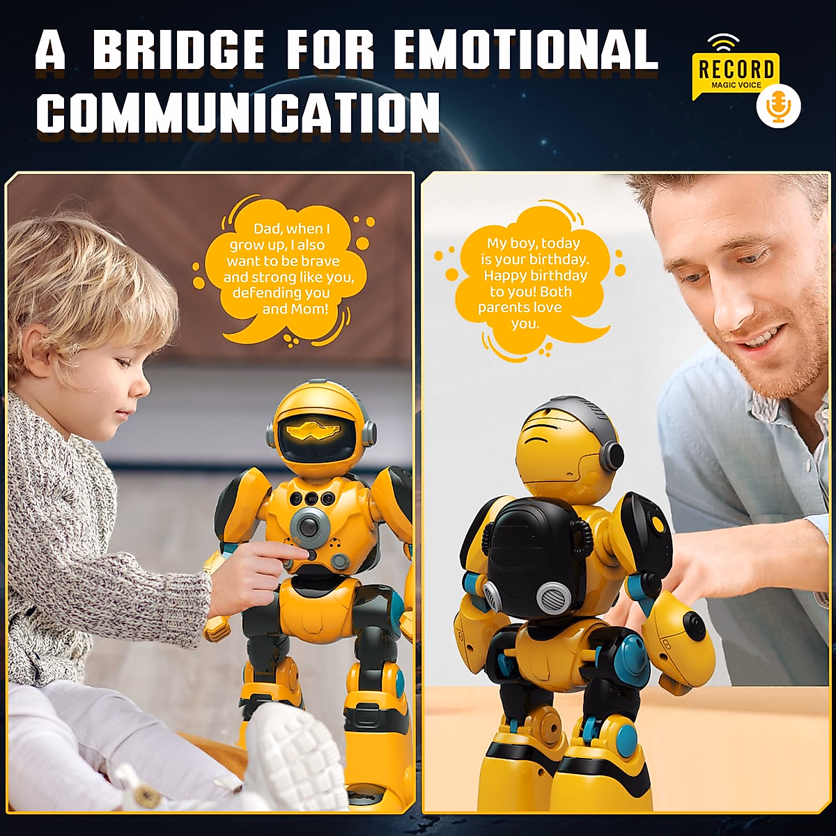 RC Robot Toys for Kids Ages 3 4 5-7 Year Old Magic Record Voice Function, Remote Control Robots Toy for Boys and Girls Programmable Music Dance Interactive Warrior Robo Birthday Gift for Toddler