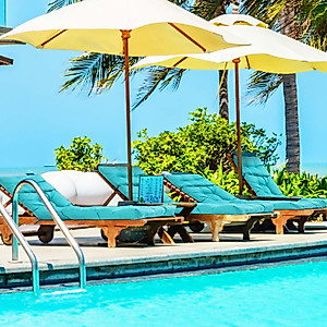 Huwena 6 Pcs Outdoor Chaise Lounge Cushion Pool Patio Lounge Cushions 22 x 73 x 4.7H Inch Waterproof Lounge Chair Cushion Beach Lounge Cushion Replacement for Patio Lounge Chairs (Lake Blue Style)