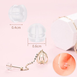 Silicone Earring Backs, Clear Earring Backings, 20PCS Soft Earring Stoppers, Safety Back Pads Backstops, Earring Stopper Replacement for Fish Hook Earring Studs Hoops