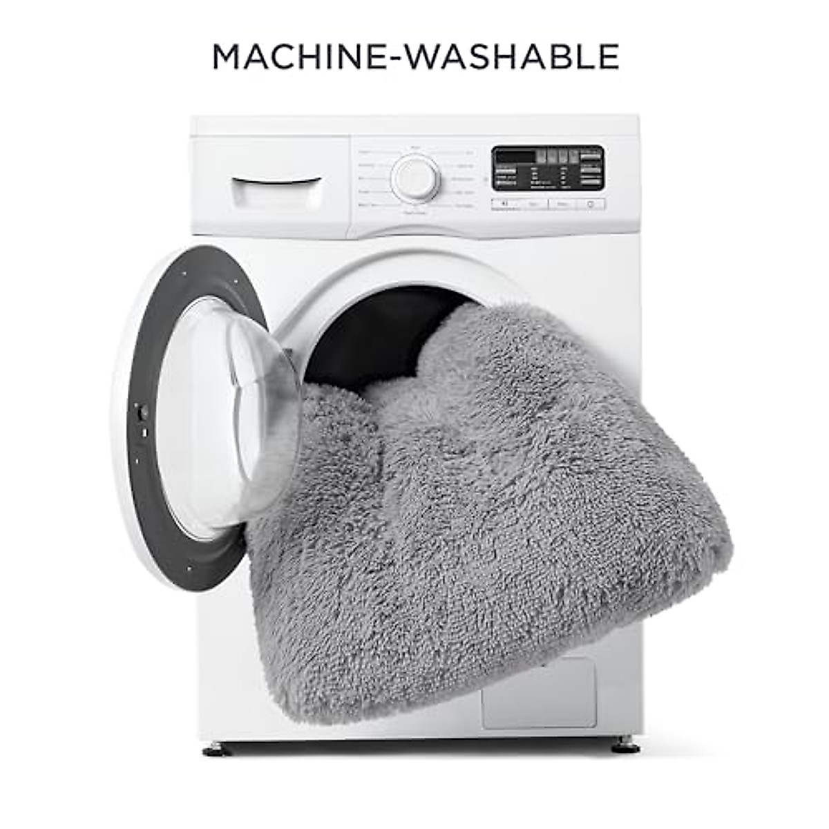 Bedsure Large Dog Bed Washable, Plush Calming Dog Crate Beds for Large Breed, Fulffy Dogs Sleeping Mat, Anti-Slip Pet Kennel Pad, 35" x 23", Grey