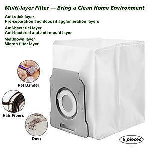 32 Pack Replacement Parts for iRobot Roomba i7 i7+ i3 i3+ i4 i4+ i6 i6+ i8 i8+ E5 E6 E7 Vacuum Cleaner, 2 Set Rubber Brushes, 12 Vacuum Filters, 6 Vacuum Bags, 12 Side Brushes