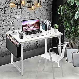 Lufeiya White Computer Desk - Small Student Kids Study Writing Table for Home Office Bedroom Small Spaces 32 Inch Modern Mini Laptop PC Desks,White