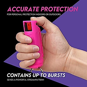 AIMHUNTER Pepper Spray Max Police Strength OC Pepper Spray Pepper Spray with Quick Release for Easy Access Self Defense Finger Grip for Accurate Aim 10-Foot (3M) Range 25 Bursts (Pink)