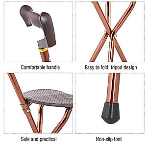 Asixxsix Walking Cane, Widened Folding Aluminum Alloy Durable Walking Chair for Outside