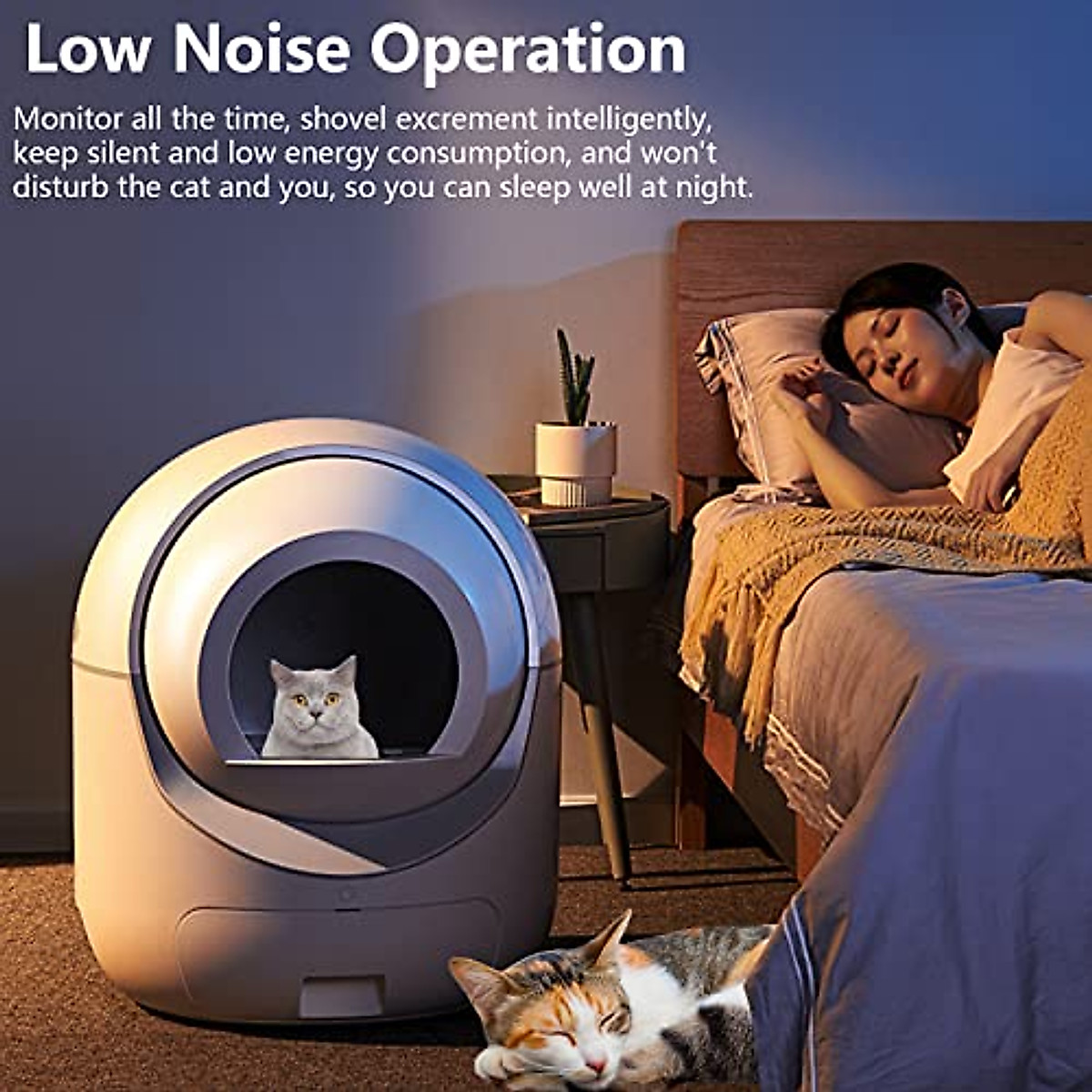 Self- Cleaning Cat Litter Box,Large Automatic Cat Litter Box for Multiple Cats,Suitable for All Kinds of Cat Litter, Odor Removal , App Control, Smart Health Monitor,Support 5g&2.4g WiFi