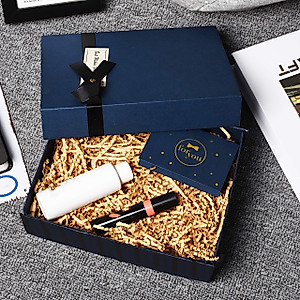 SHIPKEY Navy Blue 8x6x3 Groomsmen Proposal Box with Fill | Gift Boxes with Greeting Cards and Gift Bags