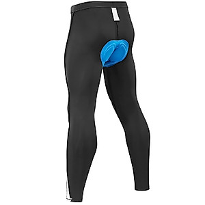 qualidyne Men's Cycling Pants 4D Padded Road Bike Bicycle Tights Outdoor Biking Long Leggings Black