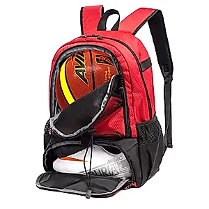 Qiaoqii Youth Basketball Bag/Soccer Bag/Baseball Softball Bag/Multipurpose Gear Backpack with Fence Hook and Shoe Compartment, Can Hold Sports Gear such as Helmet, Ball, Gloves, Shoes, etc.