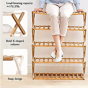 2 to 5 Tier Shoe Rack, Multi Tier Foldable Bamboo Shoe Organizer Rack Multifunctional Storage Free Standing Shoe Shelf. (4 Tier (20 feet wide))