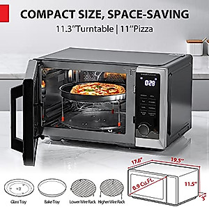 TOSHIBA 6-in-1 Inverter Microwave Oven Air Fryer Combo, MASTER Series Countertop Microwave, Healthy Air Fryer, Broil, Convection, Speedy Combi, Even Defrost, Sound On/Off 27 Auto Menu Stainless Steel