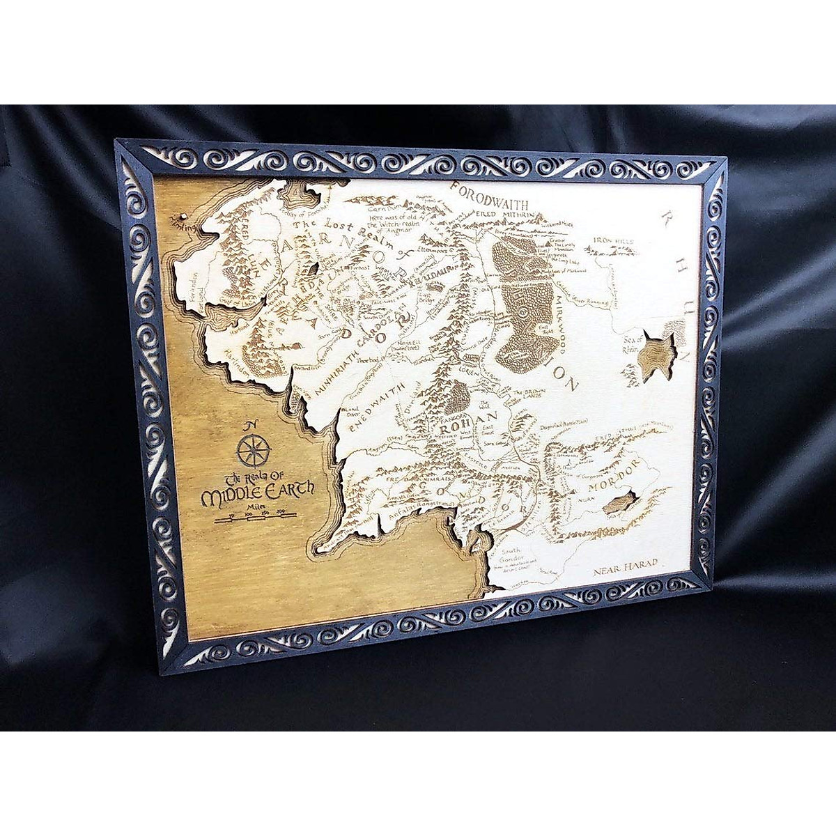 Handmade Large Wooden Map Compatible with Hobbits and Middle Earth Map LOTR | Set of coasters | Map Gift Idea| Decor Map | Gift Idea Fantasy Map | Gift for Him | Gift for Her