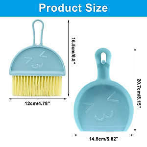 Hitefu Mini Dust Pans with Brush Set, Small Broom and Hand Dustpan Set for Home Cleaning, Dust Pans and Broom Combo Set Hangable Whisk Broom for Table Countertop Sofa KeyBoard and Pets(3 Colors)